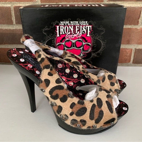 Iron Fist | Shoes | Iron Fist Love Bite Animal Print Peep Toe High Heel ...